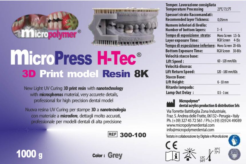 Ρητίνη εκτύπωσης εκμαγείων MICROPRESS H-TECH NANO 1000 γρ. | Digital ...